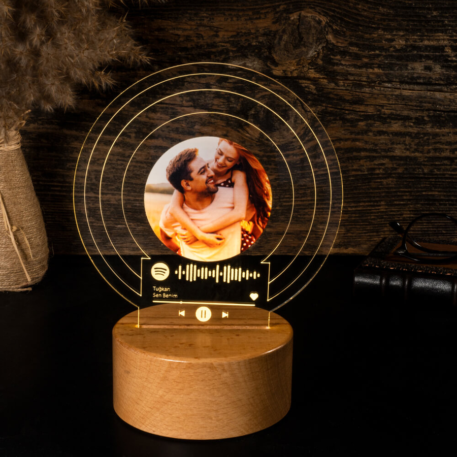 Spotify QR Özelleştirmeli Fotoğraf Baskılı Plak Led Lamba